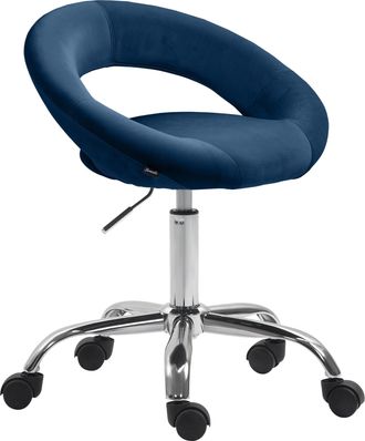 Clp Arbeitshocker Olinda Samtbezug I Rollhocker mit R&uuml;ckenlehne I Arbeitsstuhl auf Rollen h&ouml;henverstellbar und drehbar, Farbe:blau