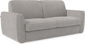 Divani.Store Leonida Abziehbares Schlafsofa mit Matratze H18 cm und Kissenfach aus abwaschbarem Stoff 202 cm Grau