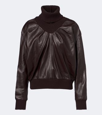 Victoria Beckham Top &agrave; col roul&eacute; en cuir