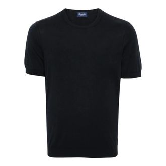Drumohr Homme, Tops, Bleu, Taille: M Fine Knit Cotton T-Shirt
