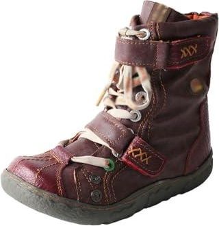 Generic QXDZSW Bottes en cuir d&eacute;lav&eacute; &agrave; double bride pour femme avec doublure en fausse fourrure, Rouge, 38.5 EU