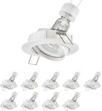 LEDs Com 10 Stück LED Decken-Einbaustrahler CIRC schwenkbar weiß GU10 LED Lampe 510lm 45° warmweiß