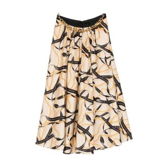 Elisabetta Franchi Femme, Jupes, Beige, Taille: 38 FR Pleated Maxi Skirt