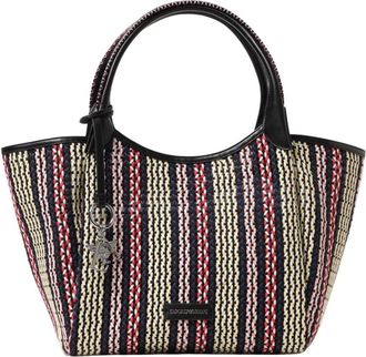 Emporio Armani Femme, Sacs, Multicolore, Taille: ONE Size Sac cabas tissé avec garniture en cuir