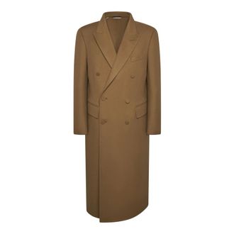 Tom Ford Homme, Manteaux, Beige, Taille: XL Manteau crois&eacute; en laine et cachemire fendu