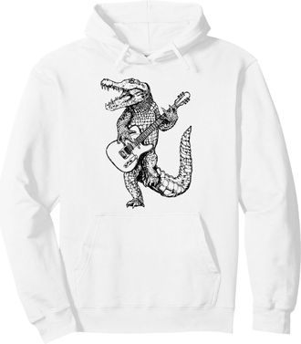 Seembo Alligator spielt Gitarre Krokodil Gitarristen Rockmusiker Pullover Hoodie
