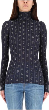 Tory Burch Haut &agrave; col roul&eacute; &agrave; imprim&eacute; g&eacute;om&eacute;trique - Femme - Pulls - Bleu - Taille: 36 FR