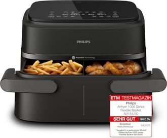 Philips Airfryer 1000 Series Flexible Basket - 7,1 L Fassungsverm&ouml;gen, RapidAir-Technologie, 10 Kochfunktionen, 90% weniger Fett, kompaktes Design, HomeID-Rez