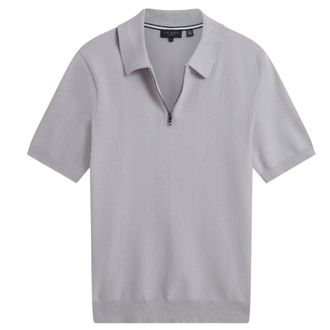 Ted Baker Fourd Polohemd Mit Fischgr&auml;tstich Und Rei&szlig;verschluss, Grau