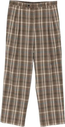 Auralee Homme, Pantalons, Multicolore, Taille: 2XL Pantalon D&eacute;contract&eacute; Super Fine en Laine Tropicale &agrave; Carreaux avec Deux Pinces
