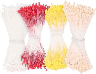 Cabilock 4 Stücke Handgemachte Doppelte Blütenköpfe Pollen Stängel Für DIY Blumenarrangements Künstliche Blumen Für Tischdekoration Und Kunsthandwerk