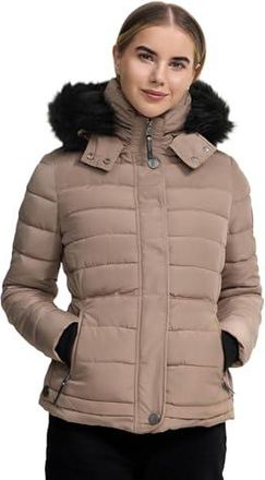 Navahoo B301 Veste dhiver chaude pour femme - Manteau matelassé - Veste courte doublée, Taupe-Grey, L