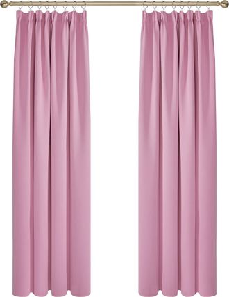 Deconovo Blickdichte Vorh&auml;nge Verdunkelungsgardinen mit Kr&auml;uselband Gardinen Verdunkelung Kinderzimmer, 245x140cm(H&ouml;hexBreite), Rosa, 2er Set