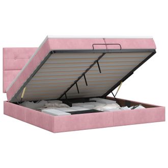 vidaXL Letto Ottomano Con Materasso Rosa 200 X 200 Cm Velluto Vidaxl
