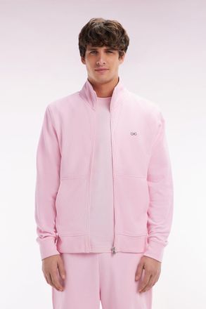 Eden Park Sweatshirt Zipp&eacute; En Coton Rose Coupe Droite