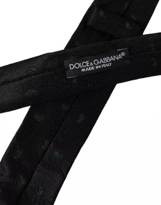 Dolce & Gabbana Black Fantasy Silk Adjustable Men Tie