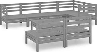 vidaXL Bois de Pin Massif Salon de Jardin 8 pcs Mobilier de Patio Ensemble de Meubles de Terrasse Meubles dExt&eacute;rieur Mobilier de Jardin Gris