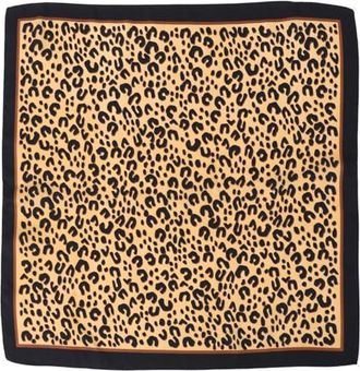 Amosfun Écharpe en Soie avec Motif Léopard - Foulard Fin pour Cheveux et Femmes - Petit Foulard Satiné Soyeux Fraise