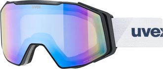 Uvex gravity FM - stylische, verspiegelte Skibrille mit Anti-Fog-Beschichtung und Over-The-Glasses-Konstruktion f&uuml;r Damen und Herren - black matt/blue-gree