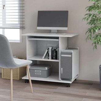 vidaXL Vidaxl - Bureau dordinateur Blanc 80x50x75 cm Bois ding&eacute;nierie