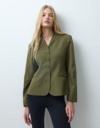 Vero Moda blazer structur&eacute; sans col vert