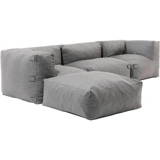 Oviala Oviala - Canap&eacute; dangle modulable 4 places gris - Tissu polypropyl&egrave;ne teint r&eacute;sistant UV - Dimensions 255x85x65cm - Confort mousse haute densit&eacute;