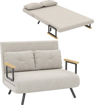 HOMCOM Schlafsofa 4 in 1 2 Sitzer Sofa mit Schlaffunktion, 183 x 98,5 cm Klappbar Couch Schlafcouch mit 5-stufig Verstellbarer R&uuml;ckenlehne, Lendenkissen und 