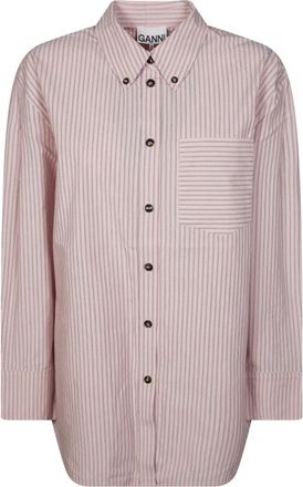 Ganni Femme, Blouses et Chemises, Rose, Taille: 40 FR Maxi Camicia Oxford a Righe