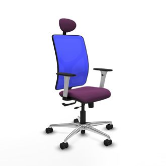 Piqueras y Crespo Schreibtischstuhl mit Rollen mit wei&szlig;en und schwarzen Armlehnen, h&ouml;henverstellbare Lendenwirbelst&uuml;tze und festes Kopfteil, ausgestattet mit Syncro/Tra