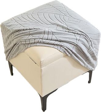 Generic Quadratischer Ottomanen Schonbezug dehnbar dick mit Stauraum Ottomanen Bezug Fu&szlig;hocker Bezug mit elastischer Unterseite M&ouml;belschutz f&uuml;r Wohnzimmer Sch