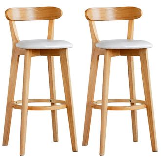 Generic Barhocker-Set (2Er-Set), Tresenh&ouml;he 61/71/81 cm mit R&uuml;ckenlehne, Rustikale Barhocker mit Kunstlederbezug und Holzbeinen f&uuml;r Die K&uuml;cheninsel