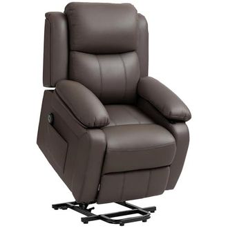 HOMCOM Fauteuil releveur électrique, Fauteuil Relax électrique avec Repose-Pied, Dossier inclinable, télécommande et Poches latérales, revêtement en PU, pour