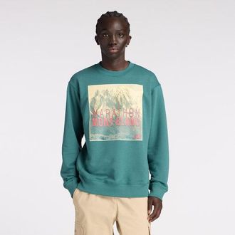 New Balance Herren Marathon du Mont Blanc Athletics French Terry Crew in Gr&uuml;n, Baumwolle, Gr&ouml;&szlig;e 2XL