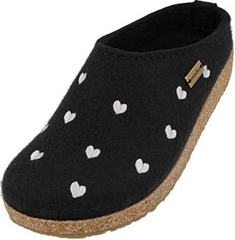 Haflinger Grizzly Cuoricini Pantoufles en feutre et liège Chaussons ornés de coeurs, 39 EU