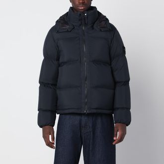 Stone Island Marineblaue Daunenjacke mit Rei&szlig;verschluss aus Ripstop-Nylon