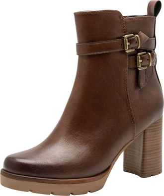 Marco Tozzi Damen Stiefeletten mit Rei&szlig;verschluss Blockabsatz, Braun (Cognac), 37 EU