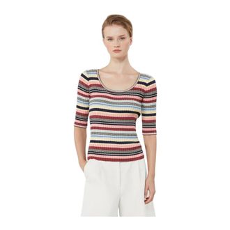 Max Mara Slim Ripp-Viskose-Top - - Knitwear - Damen - Mehrfarbig - L