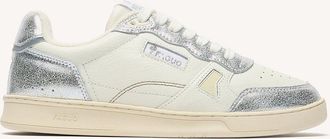 Faguo Baskets en cuir blanc et argent&eacute;