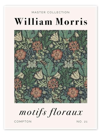 Posterlounge Motifs Floraux - Compton Poster von William Morris 50 x 70 cm Gr&uuml;n Wandbilder Wanddeko
