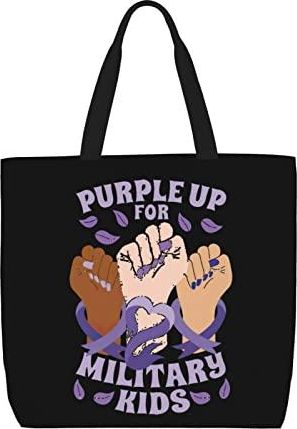 Generic Sac De Courses Purple Up Military Kids Mois De LEnfant Militaire Sac Biblioth&egrave;que Personnaliser R&eacute;utilisable Sacs En Toile Pour Femmes, Pour Shopping,