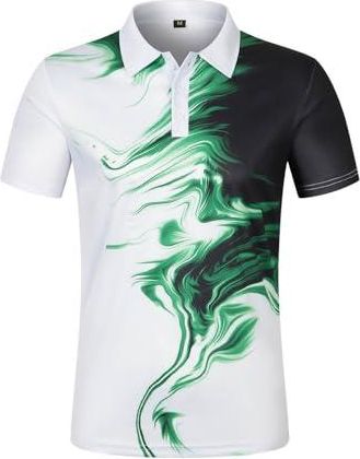 Generic Polo pour homme avec bouton imprim&eacute;, t-shirt &agrave; manches courtes pour homme, vert, 3XL