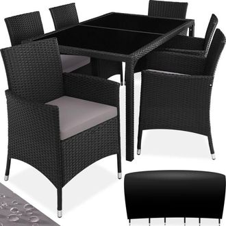 TecTake Tectake - Salon de jardin 6 places avec housse protection