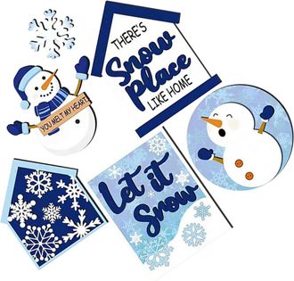 Valiclud 6st&uuml;cke Holz Schneemann Etageren Tablett Deko im Landhausstil Tischschilder f&uuml;r Zuhause Partytischdeko K&uuml;chendeko Tischdekoration Partydekorationen