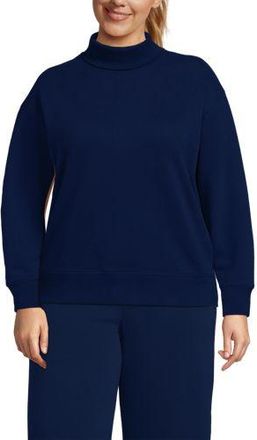 Lands End Serious Sweats Rollkragenpullover, Damen, Gr&ouml;&szlig;e:28-30 plus, Blau, Baumwoll-Mischung/Polyester-Mischung, by Lands End