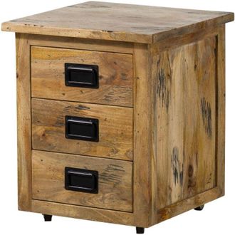 Massivmoebel24 Rollcontainer Mango 50x50x60 natur lackiert railway 1003