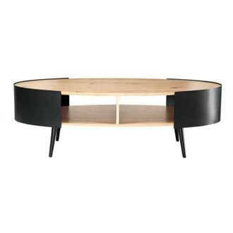 Calicosy Table basse ovale avec flancs en m&eacute;tal noir L120 cm EKLO