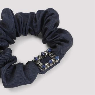 Roger Vivier Haarschmuck - Blue Cotton Scrunchie With Decorative Embellishmen - Gr. unisize - in Schwarz - f&uuml;r Damen