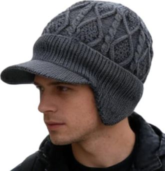 Generico Ear Flap - Acrylique Fiber, 21,65 - 23,62 po Winter Beanie Fleece-Lined Warmth | Casquette coupe-vent dext&eacute;rieur avec protection doreille, tricot dhiv