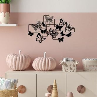 Hanah Home Stylish Black Decorative Metal Wall Accessory, 50 x 29 cm | 100% Metal (1.5 mm Thick) | Easy Wall Mounting | Perfect for Modern Home Decor