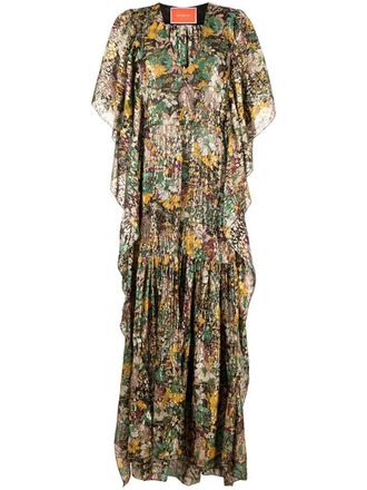 La DoubleJ robe longue en jacquard &agrave; volants - Or